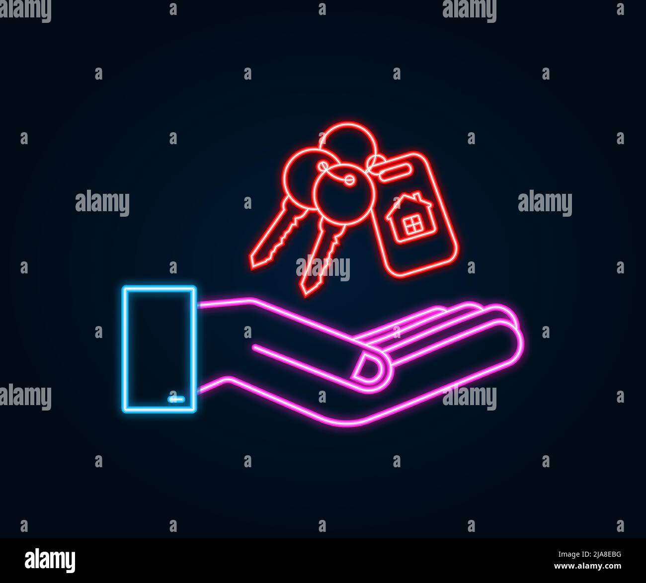 Just sold keys handing over hand on white background. Vector stock ...