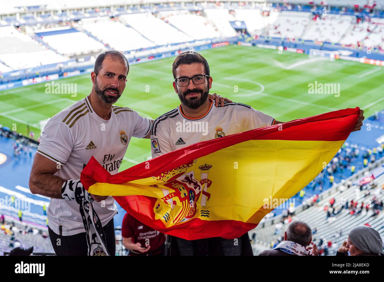 PARIS, FRANCE - MAY 28: Real Madrid supporters having fun prior the ...