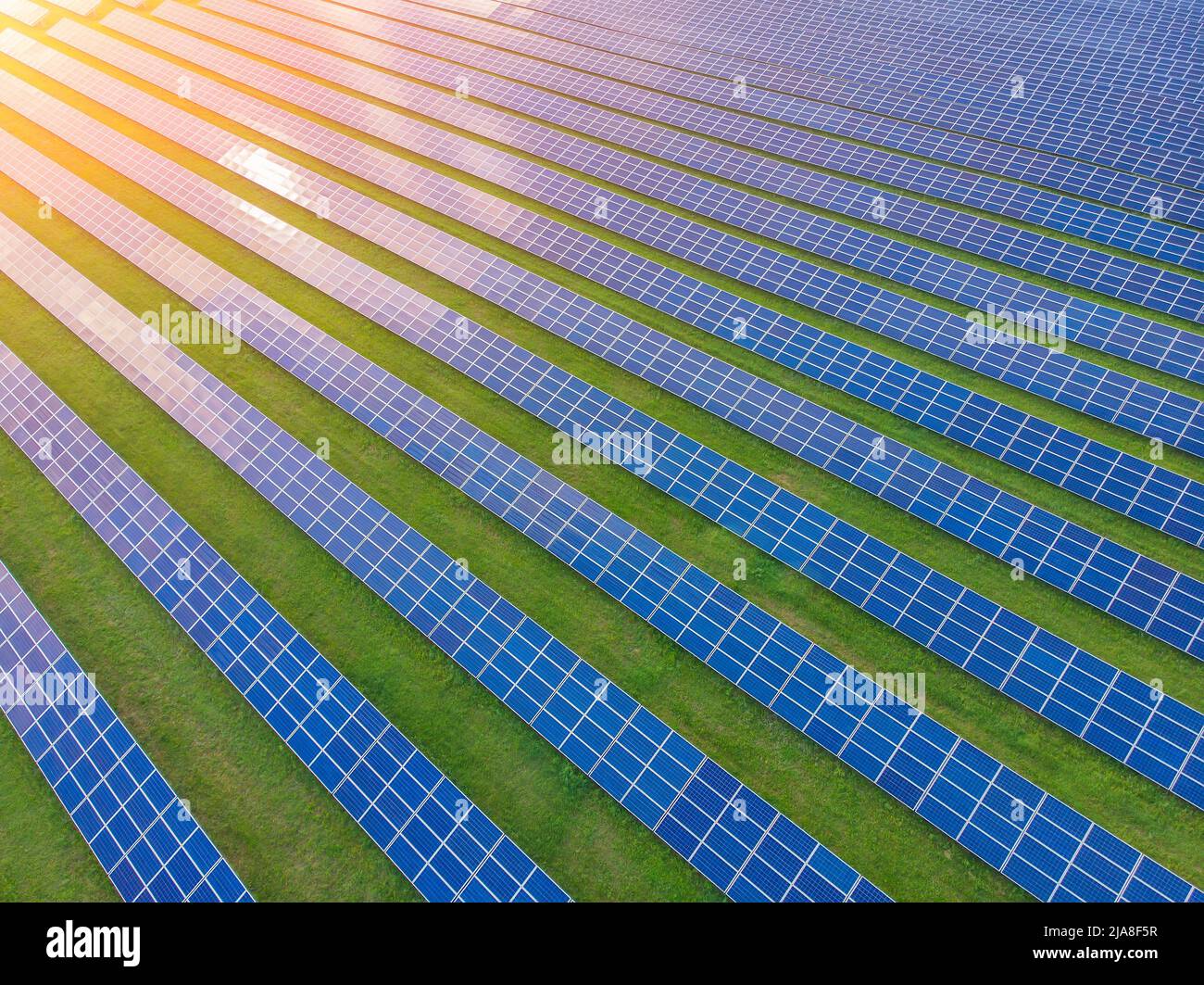 Top view of solar panels field solar cell from above. Alternative ...