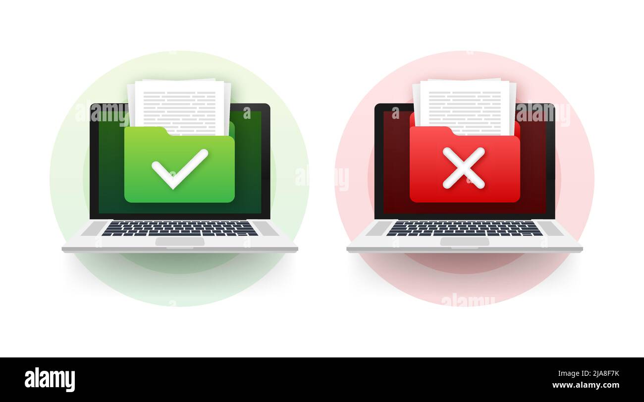 Yes No check mark sign on clipboard Lined paper notebook. Document icon ...