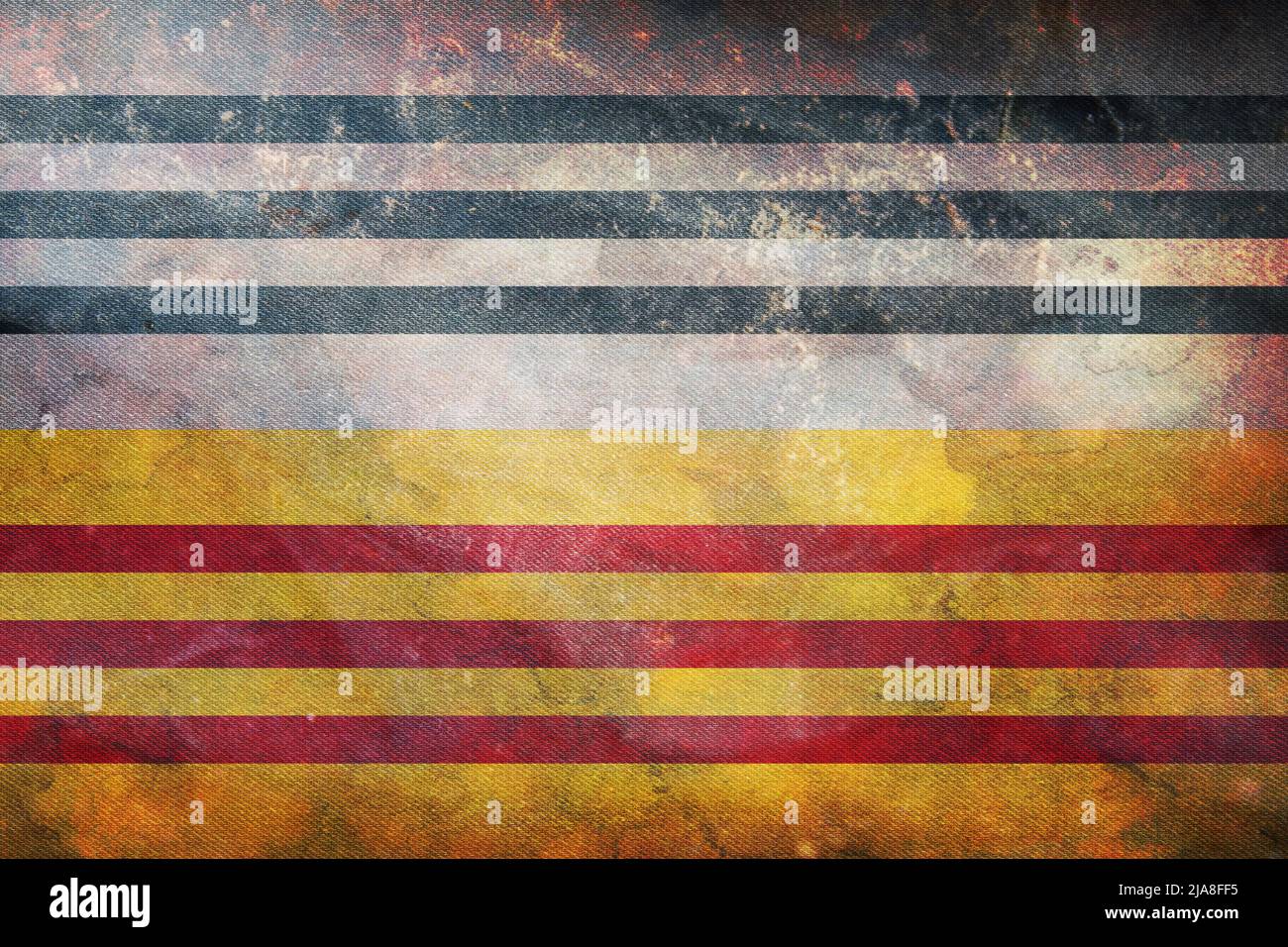 Top view of flag Loon op Zand, Netherlands. retro flag with grunge ...