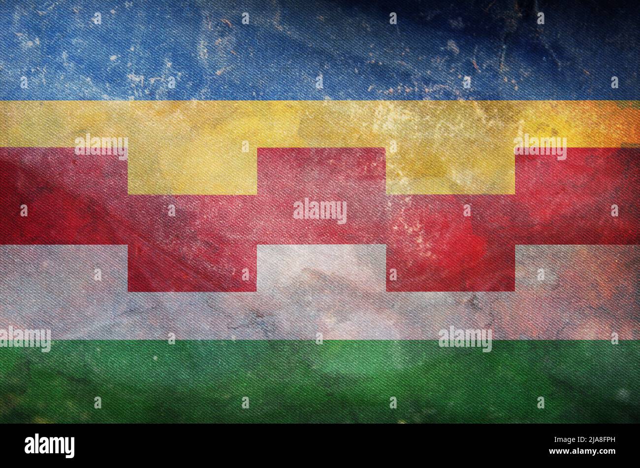 Top view of flag Maasdriel, Netherlands. retro flag with grunge texture ...