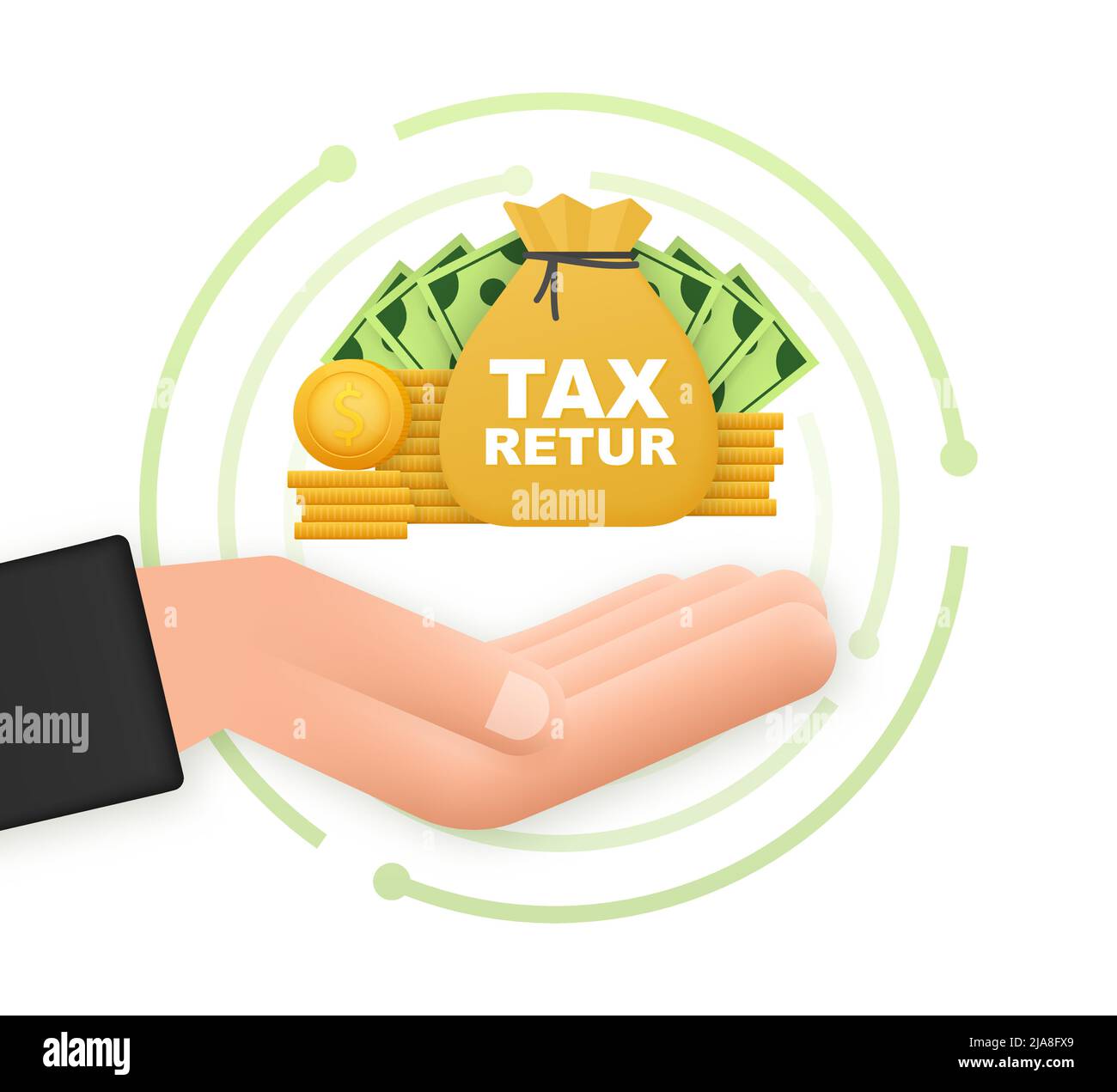 Tax return in flat style. Flat vector illustration. Online tax payment ...