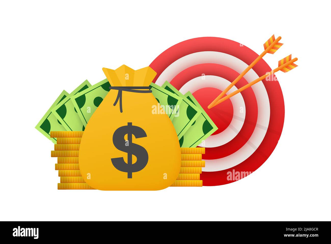Money, finance and target sign. Business financial investment. Arrow ...