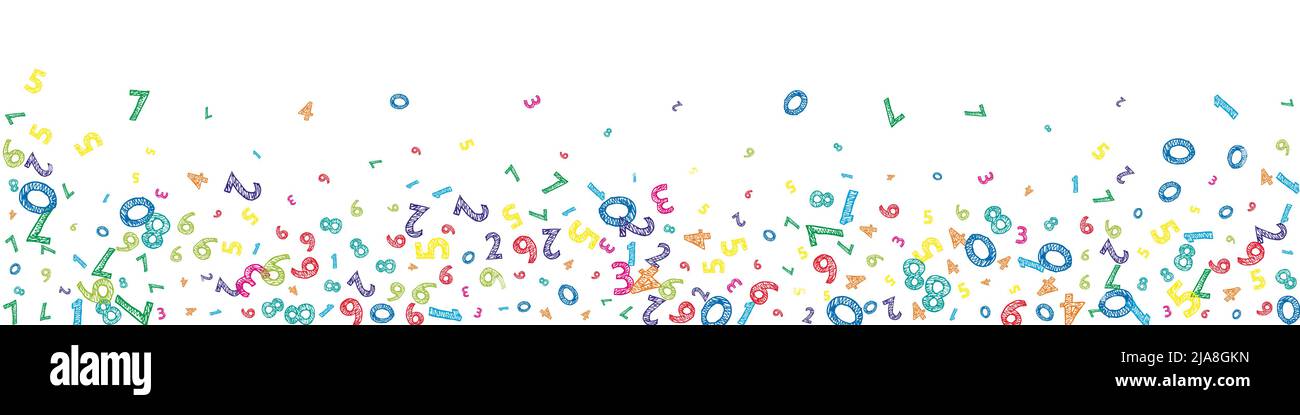 Falling colorful messy numbers. Math study concept with flying digits ...