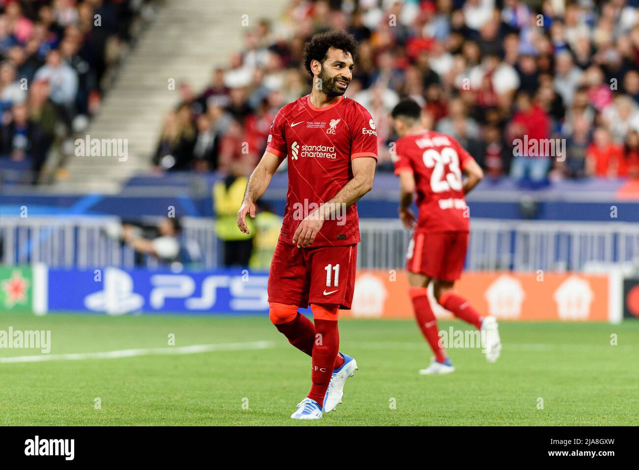 PARIS, FRANCE - MAY 28: Mohamed Salah of Liverpool walks in the field ...