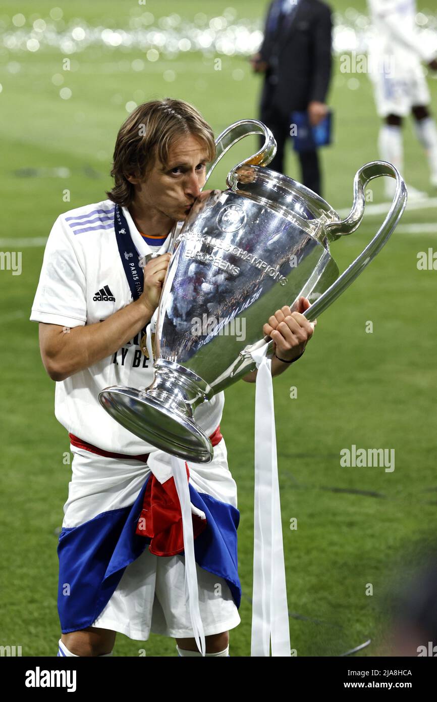 Paris, France. 28th May, 2022. PARIS - Luka Modric of Real Madrid with ...