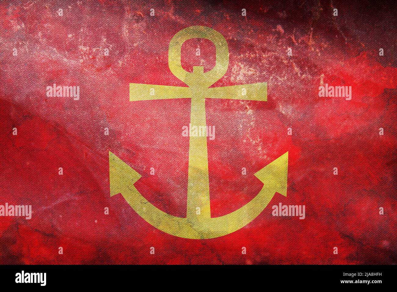 Top view of retro flag Narvik, Norway with grunge texture. Norwegian ...