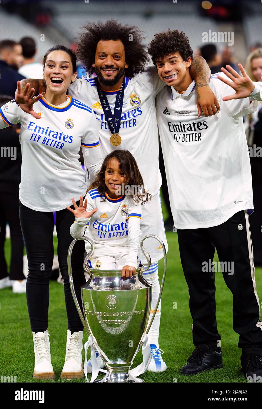 Real Madrid's Marcelo celebrates with his family after winning the UEFA ...