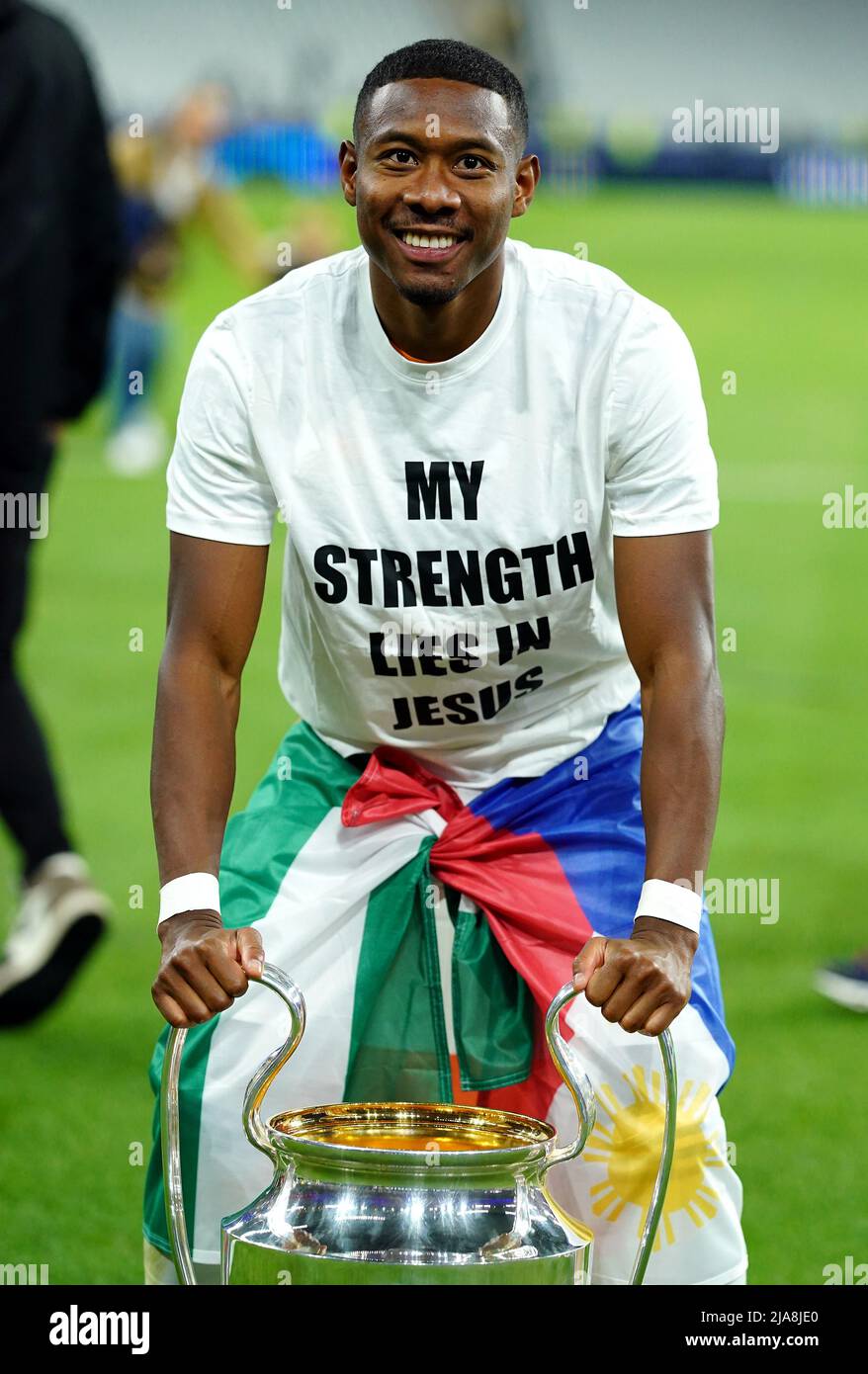 Real Madrid's David Alaba celebrates with the trophy after victory ...