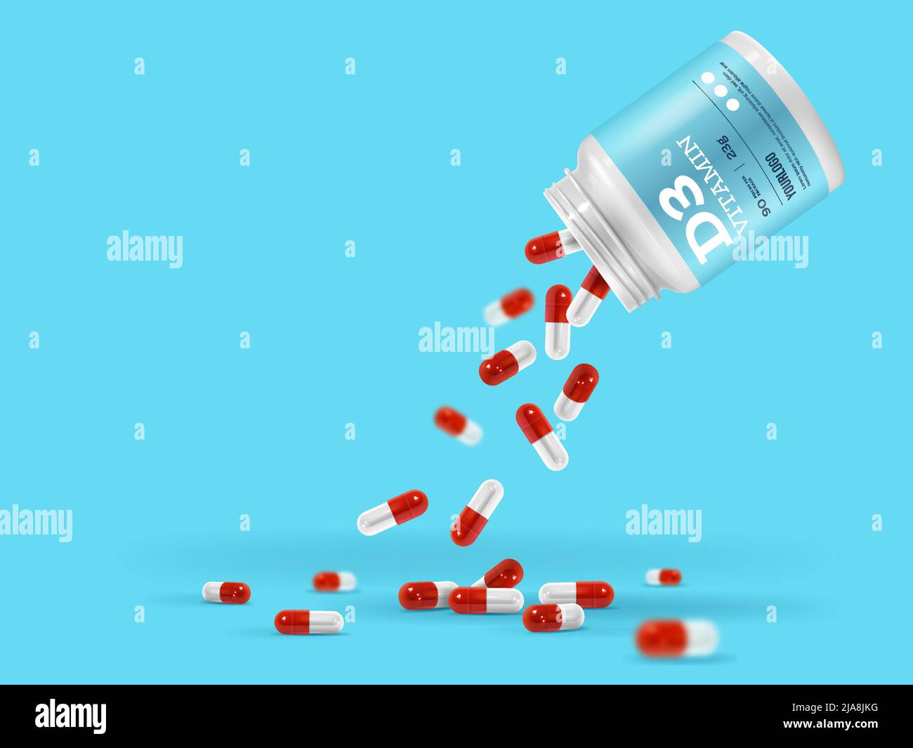 Vitamin bottle packaging realistic concept with d3 symbols vector ...