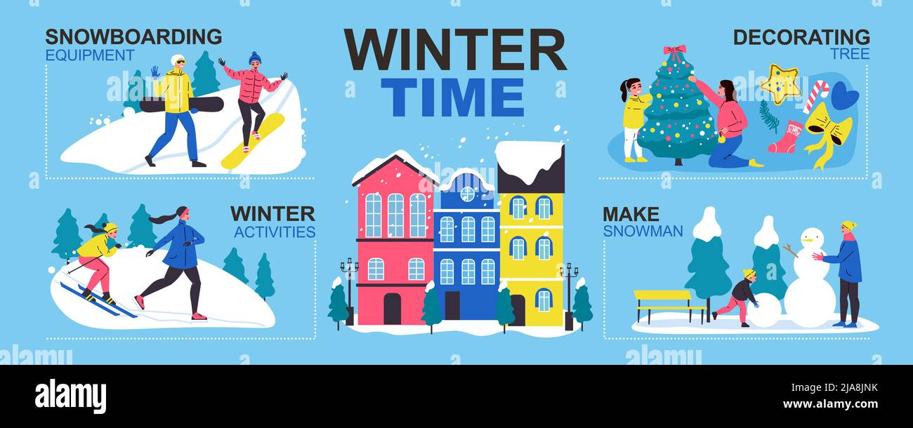 Winter time infographics layout with snowboarding equipment make ...