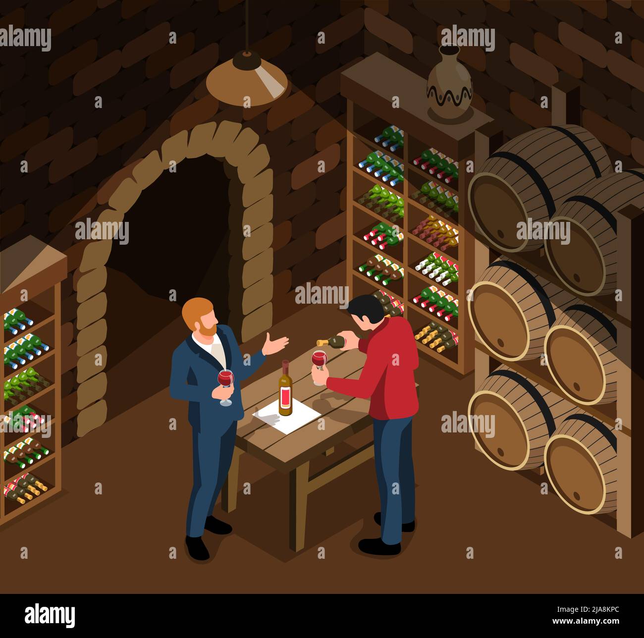 Wine variety isometric background with wine tasting symbols vector ...