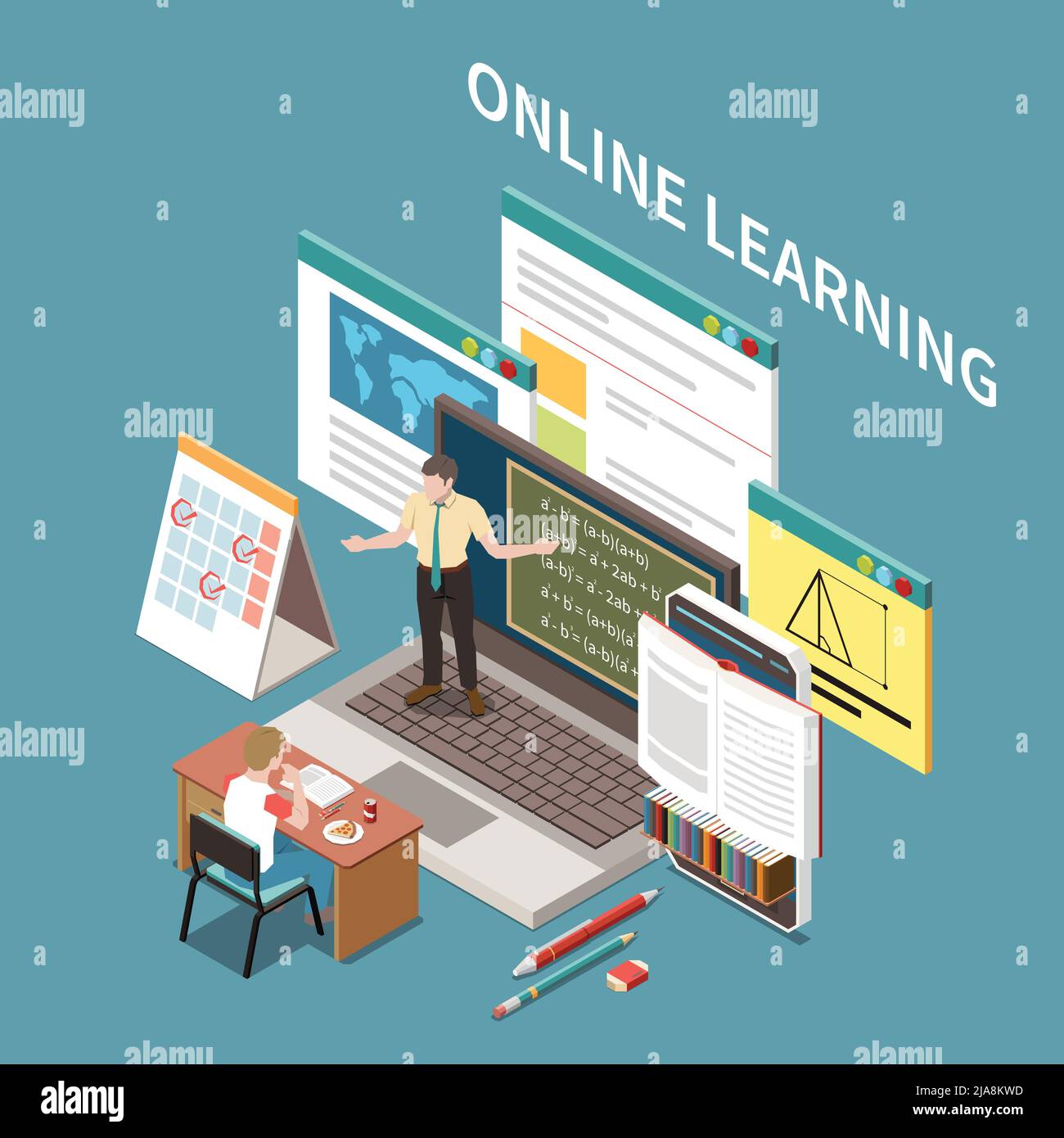 Online learning homeschooling isometric composition with student ...