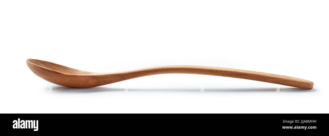 new empty wooden spoon isolated on white background, front view Stock ...