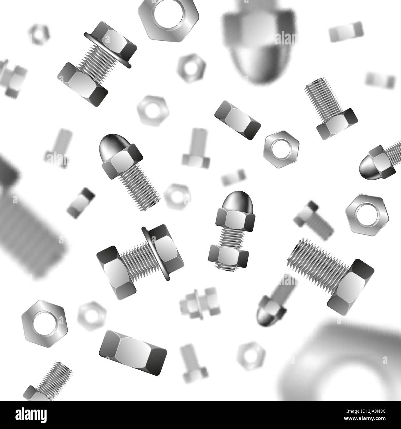 Screws and bolts assortment realistic seamless pattern for redecoration ...