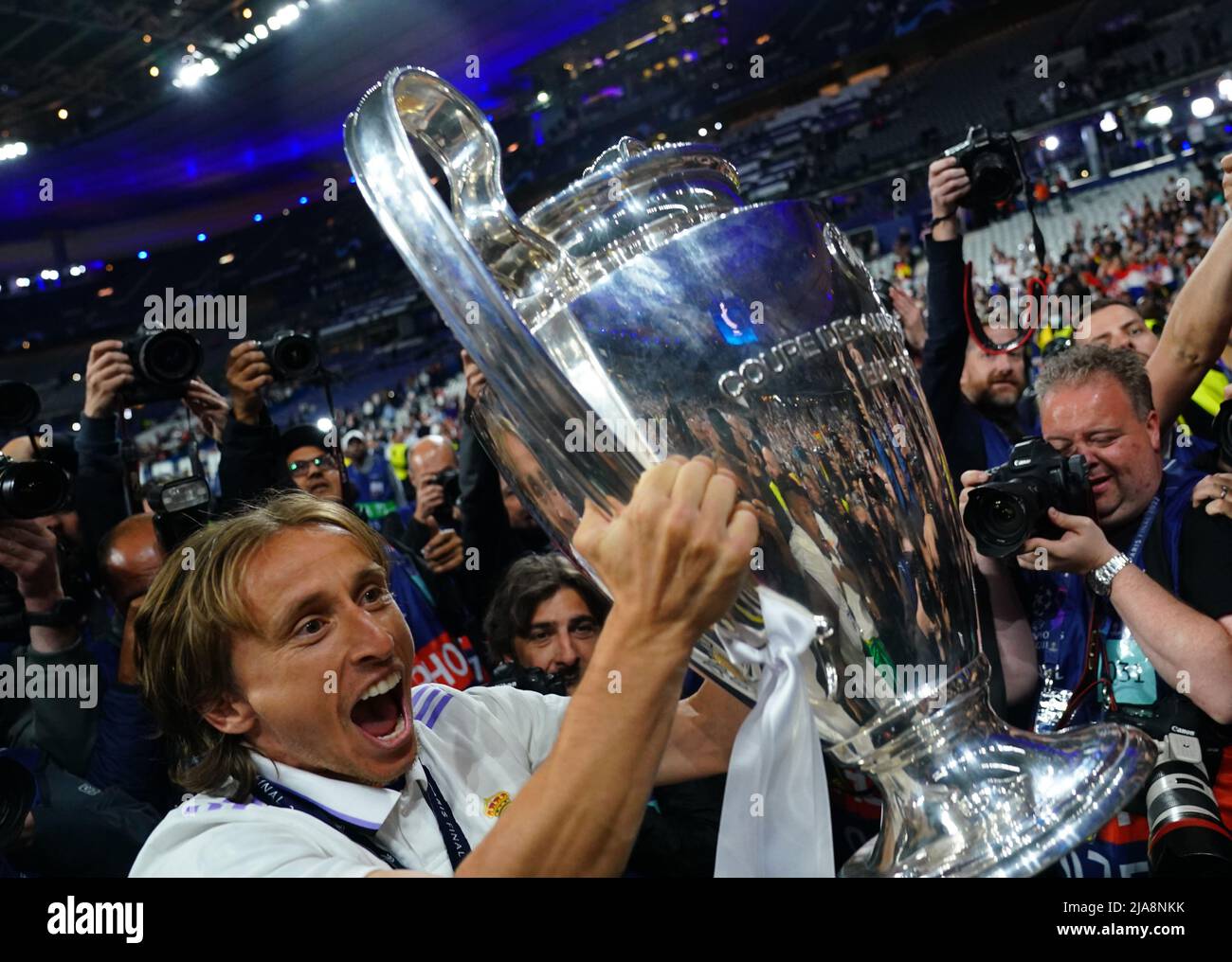 Real Madrid's Luka Modric celebrates with the UEFA Champions League ...