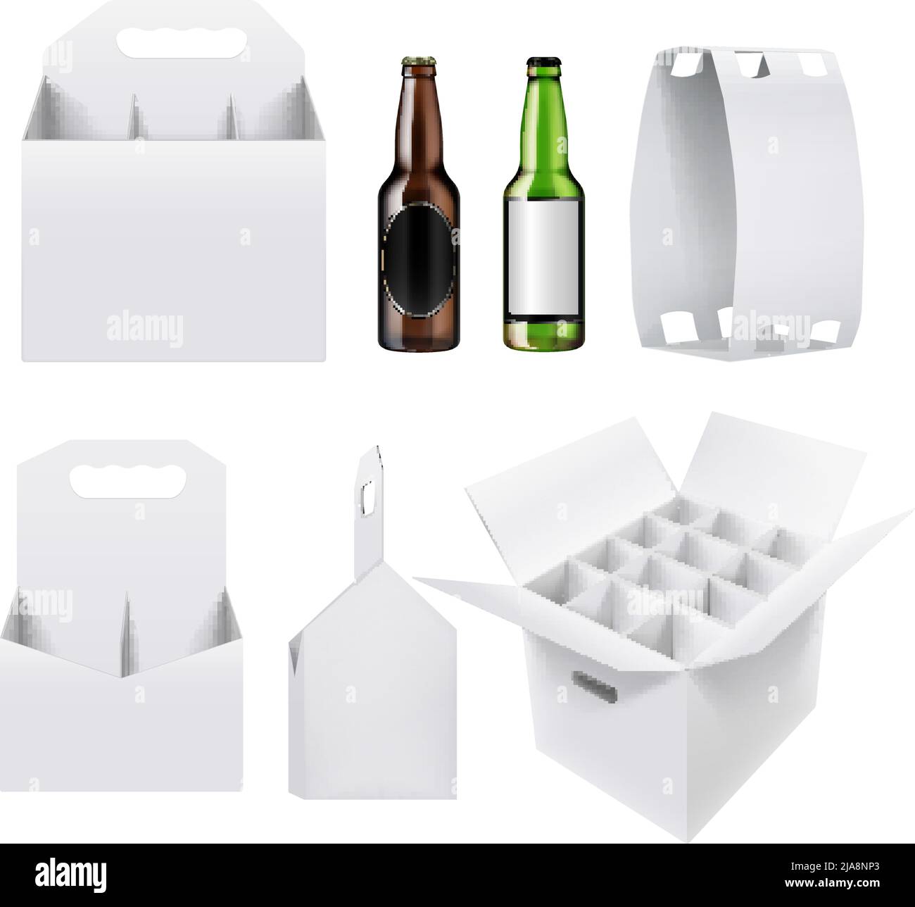 White box package of various forms for different count of glass bottles ...