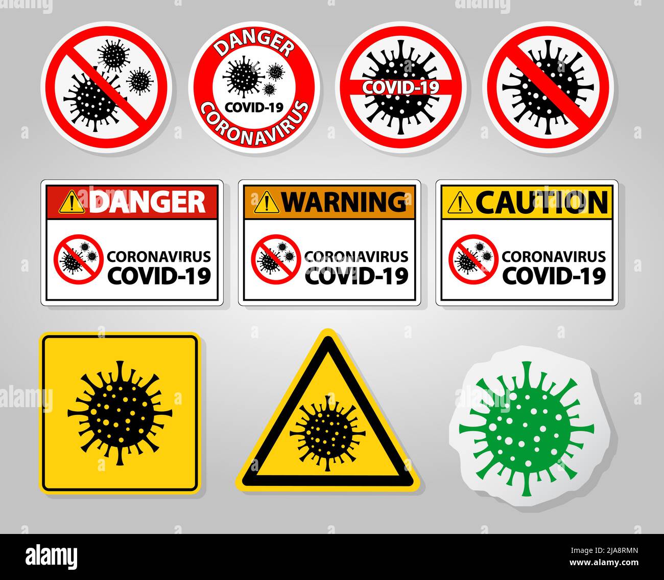 Warning sign,caution outbreak coronavirus covid 19 Stock Vector Image ...