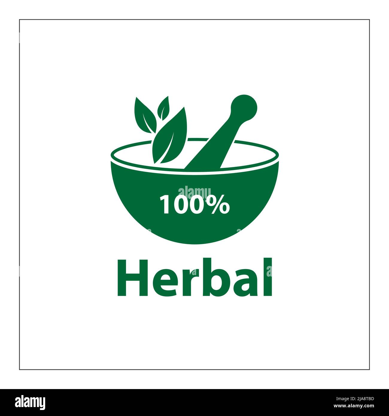 green herbal logo template,herbal 100 on white background Stock Vector ...