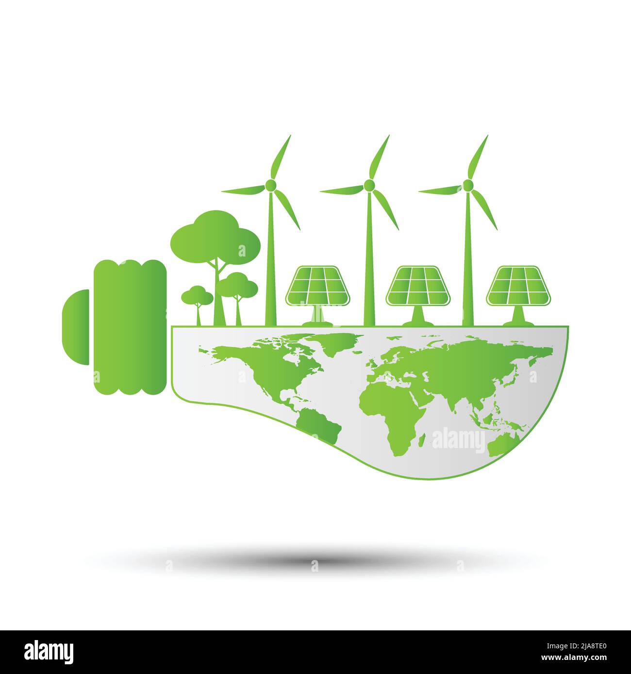 Ecology and Environmental Concept,Earth Symbol With Green Leaves Around ...