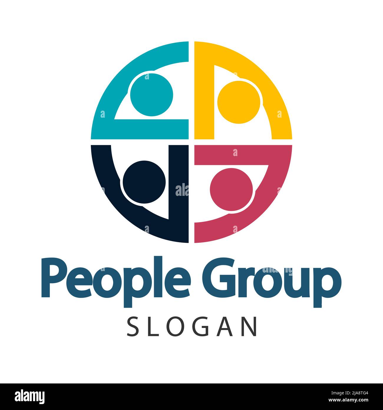 Group four people logo handshake in a circle,Teamwork icon.vector ...