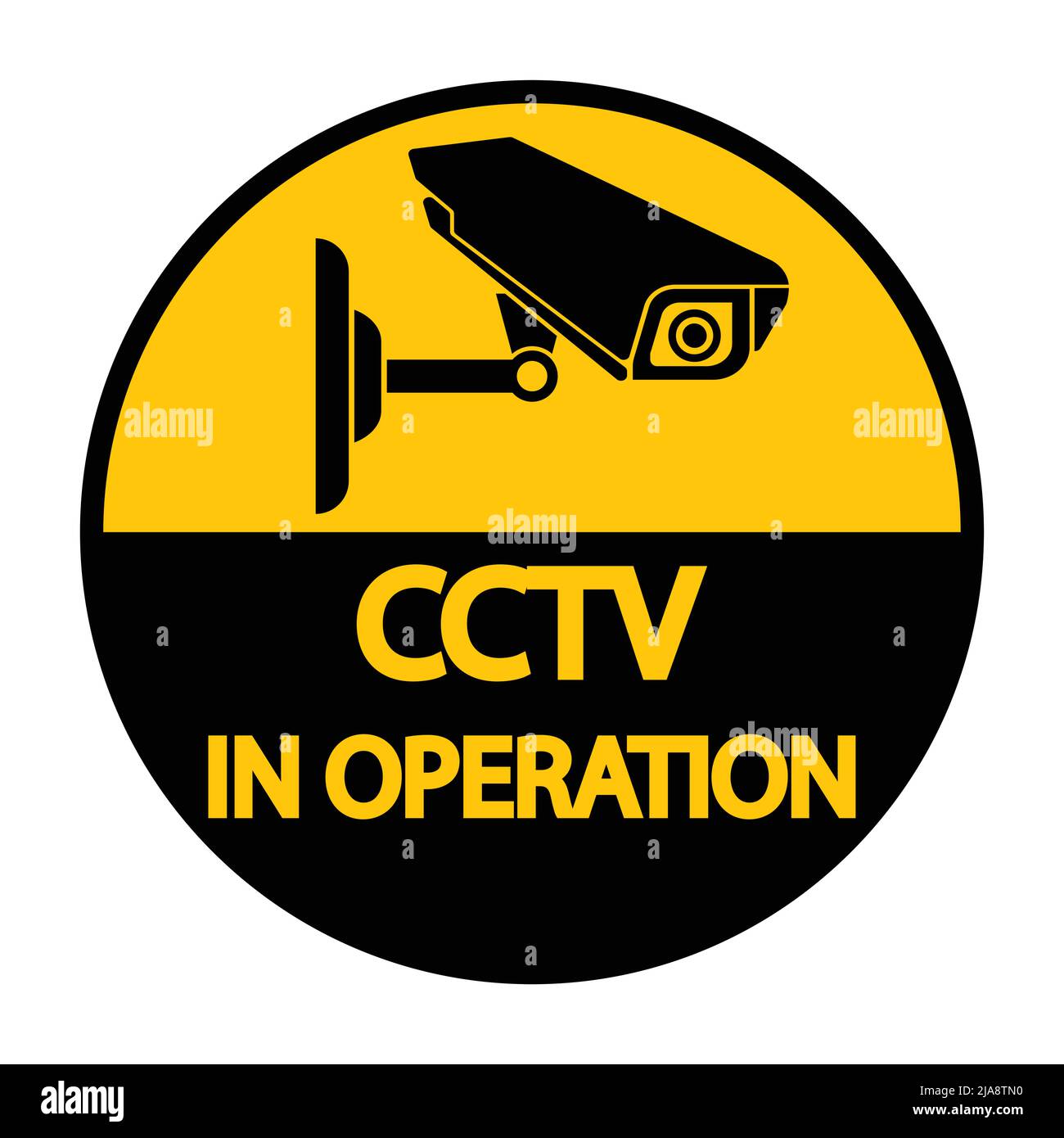 CCTV Camera label.Black Video surveillance sign on white background ...