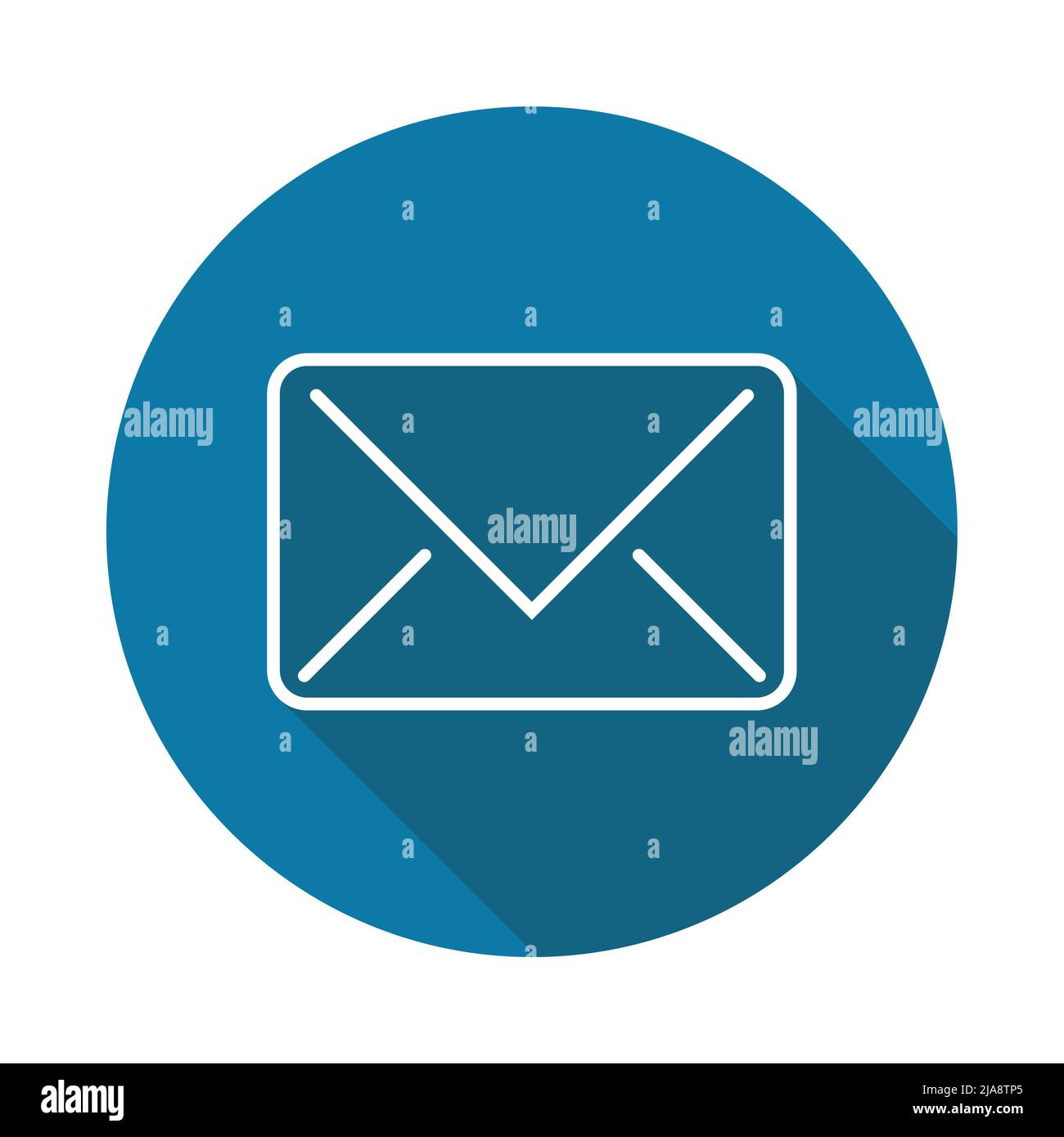 Mail icon with long shadow black on white background,Simple design ...