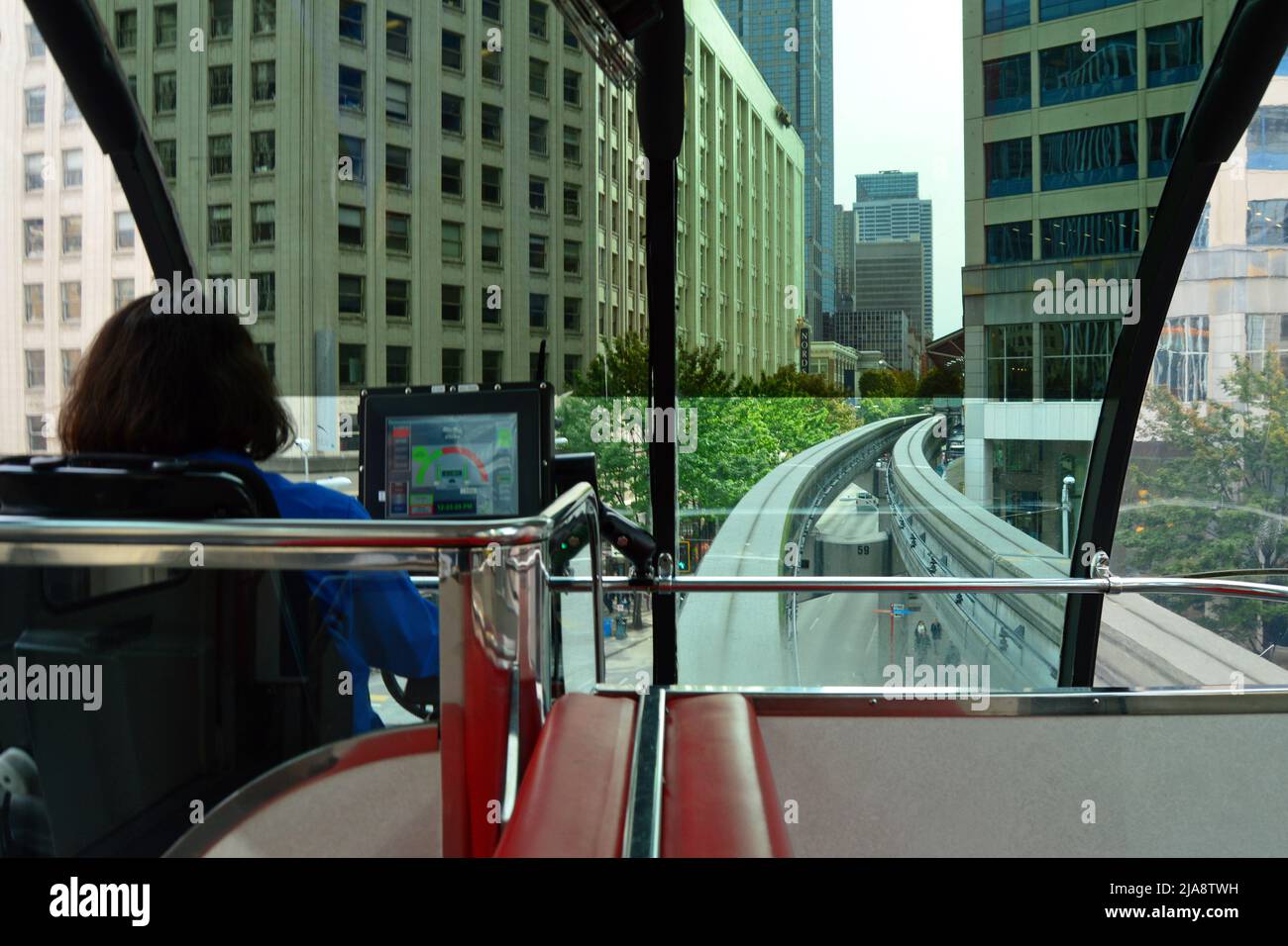 A view from the front of the monorail in Seattle Stock Photo - Alamy