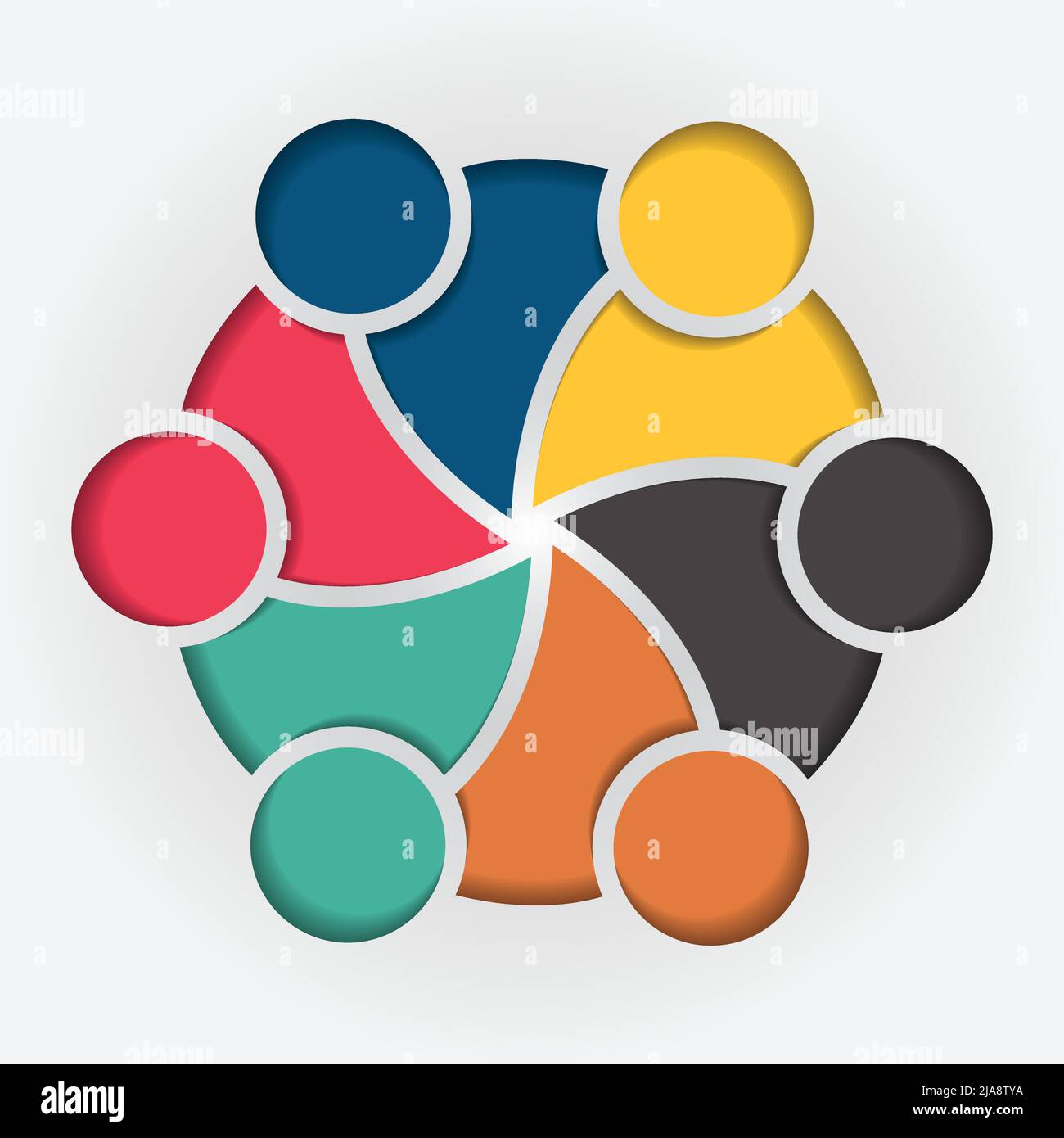 Group of Six people in a circle.Teamwork meeting.people are meeting in ...