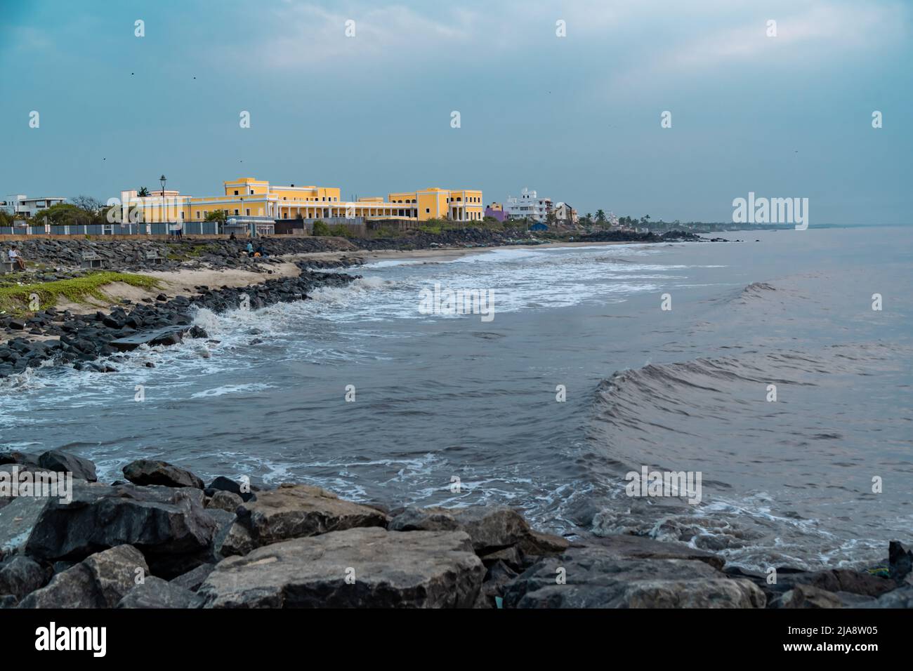 Pondicherry beach hi-res stock photography and images - Alamy