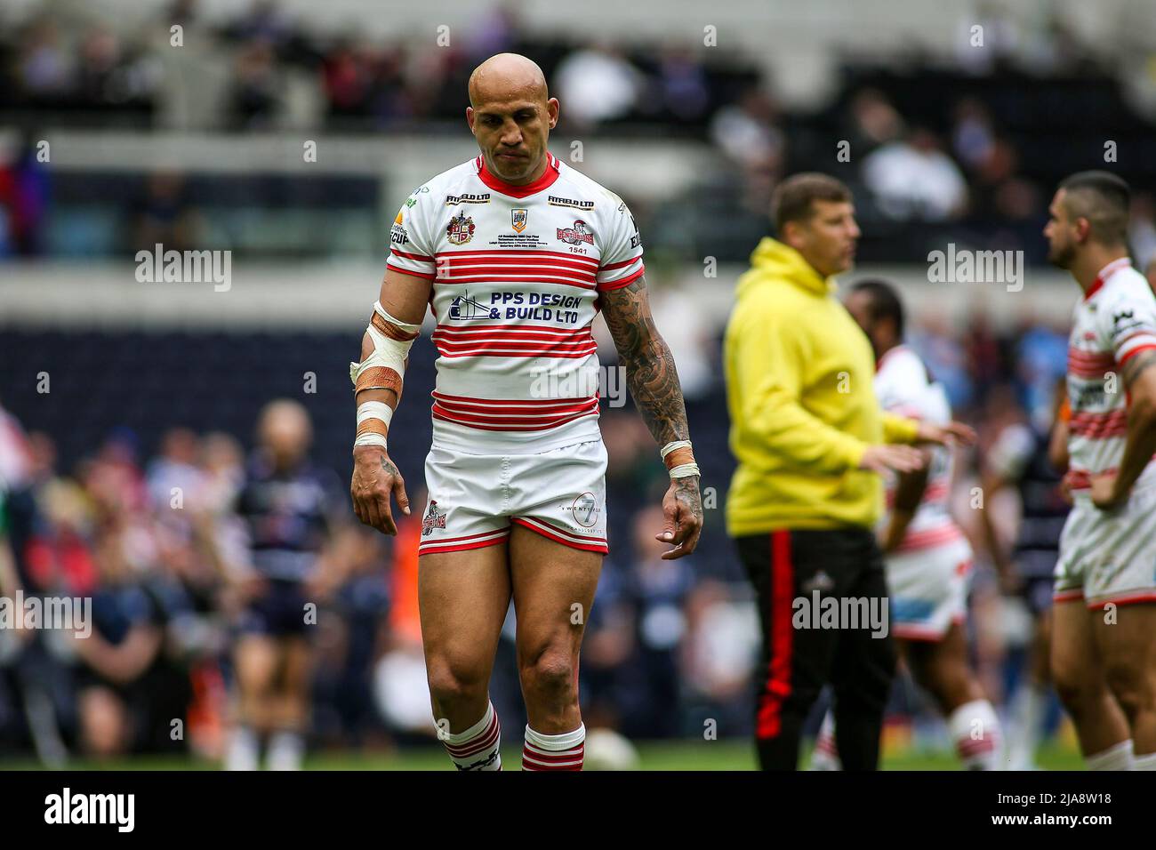 London, UK. 28th May, 2022. Leigh's Blake Ferguson during the AB ...