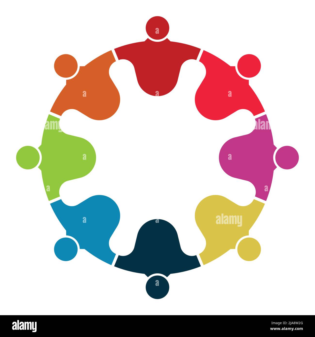 Vector graphic group connection logo.Eight people in the circle.logo ...