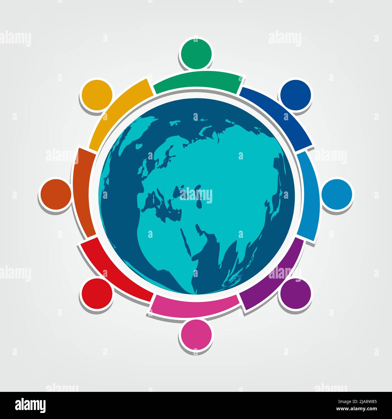 Group of eight people logo in a circle.Persons teamwork holding Stock ...