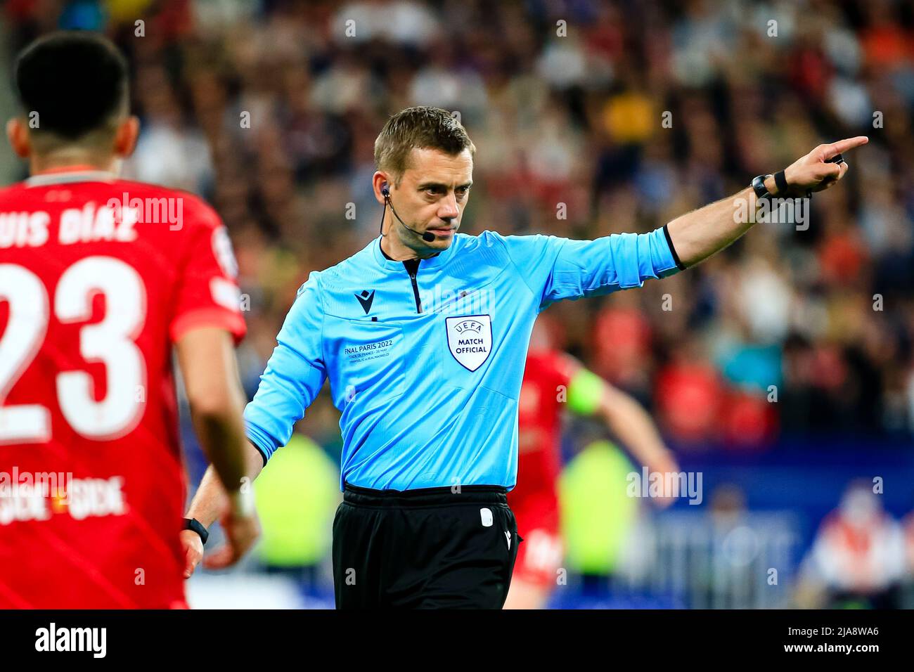 PARIS, FRANCE - MAY 28: Referee Clément Turpin of France gestures ...