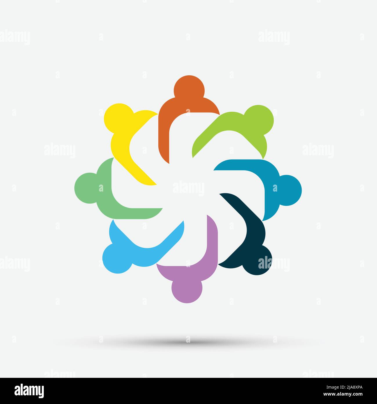 teamworking embracing eight people. Eight people in a circle,Vector ...