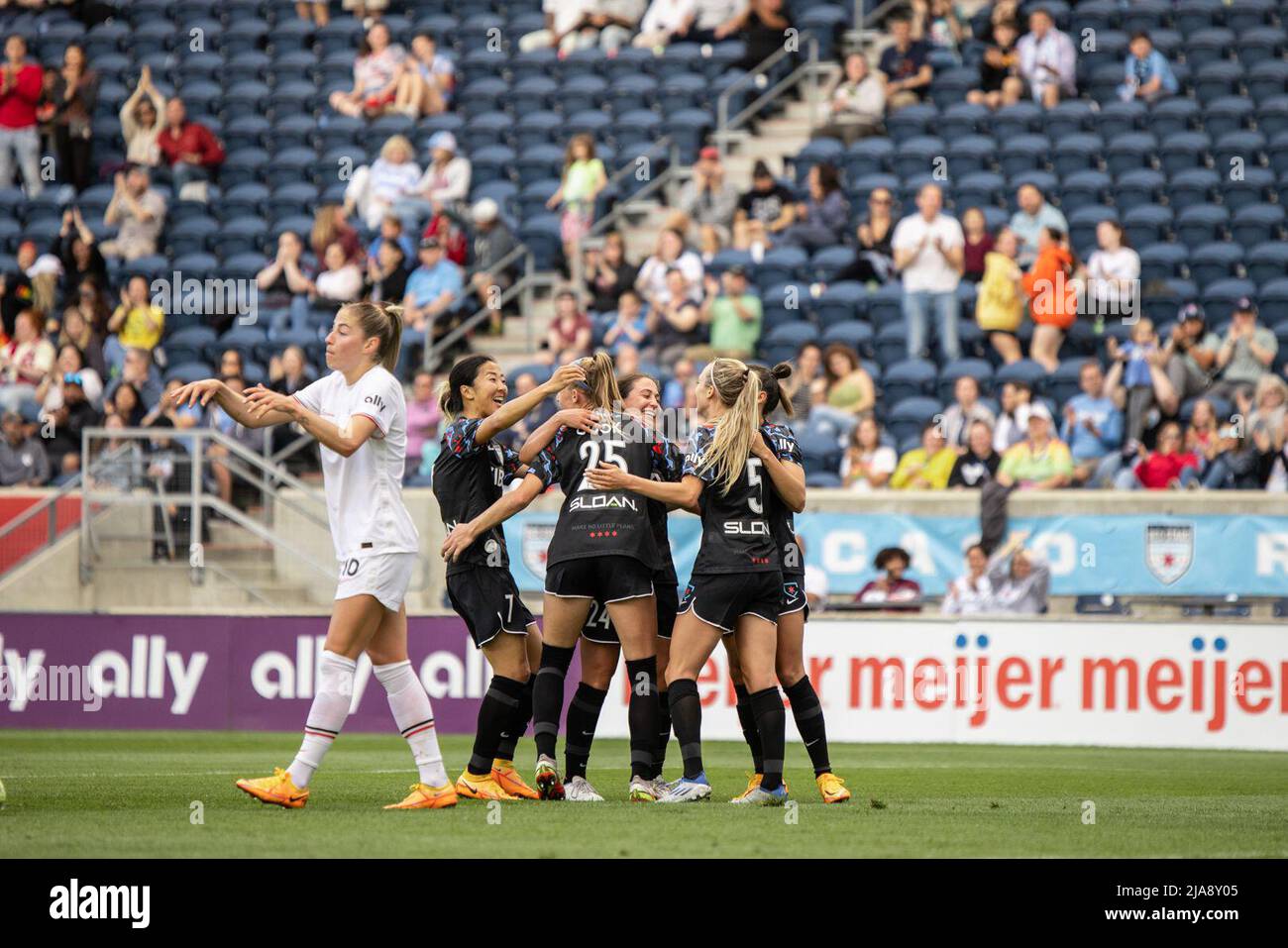 Chicago Red Stars players celebrate the second goal during football ...