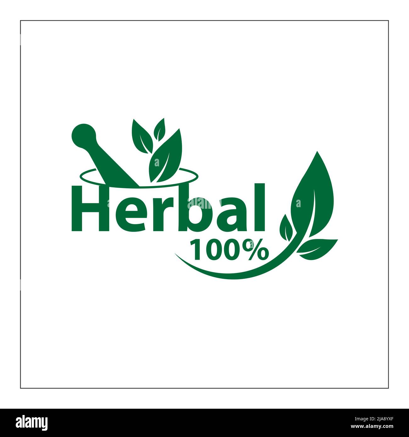 green herbal logo template,herbal 100 on white background Stock Vector ...