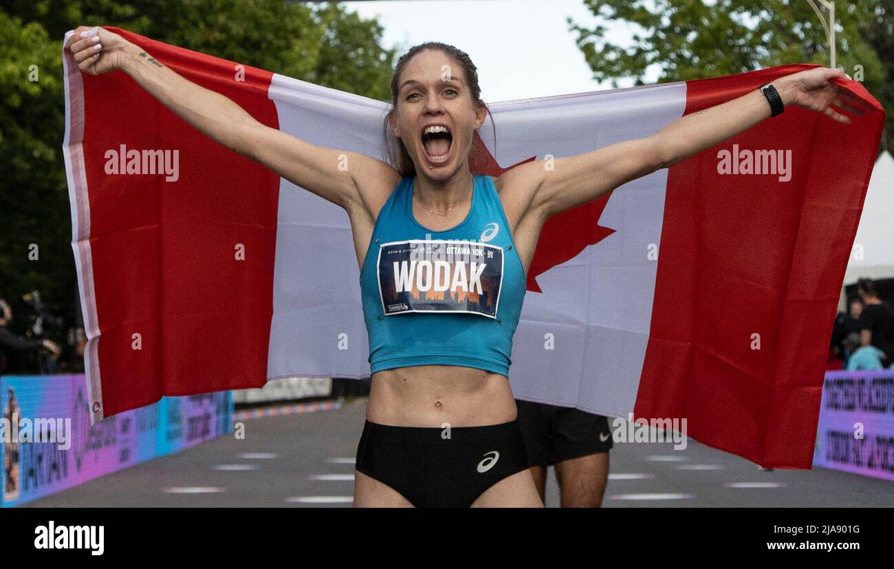 Ottawa, Canada. 28 May 2022. Natasha Wodak celebrates winning the ...