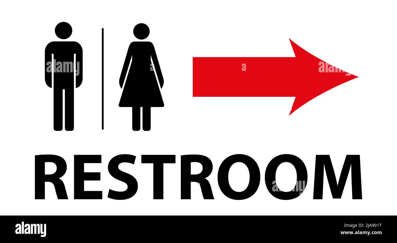 Restroom, WC. Toilet sign kit. Stick figures of a man and a woman, an ...