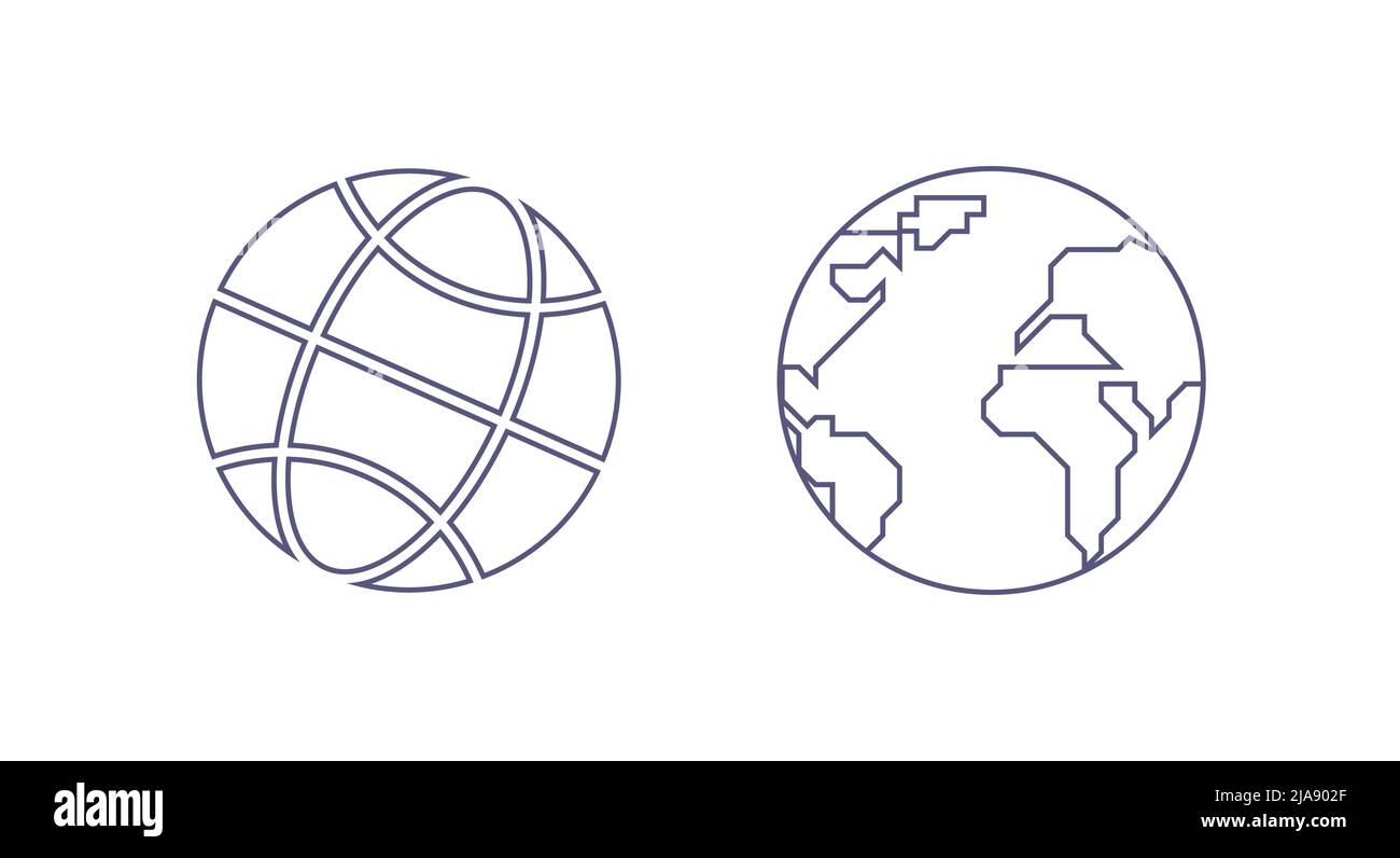 Globe, earth line icon. Website homepage. Flat vector illustration ...