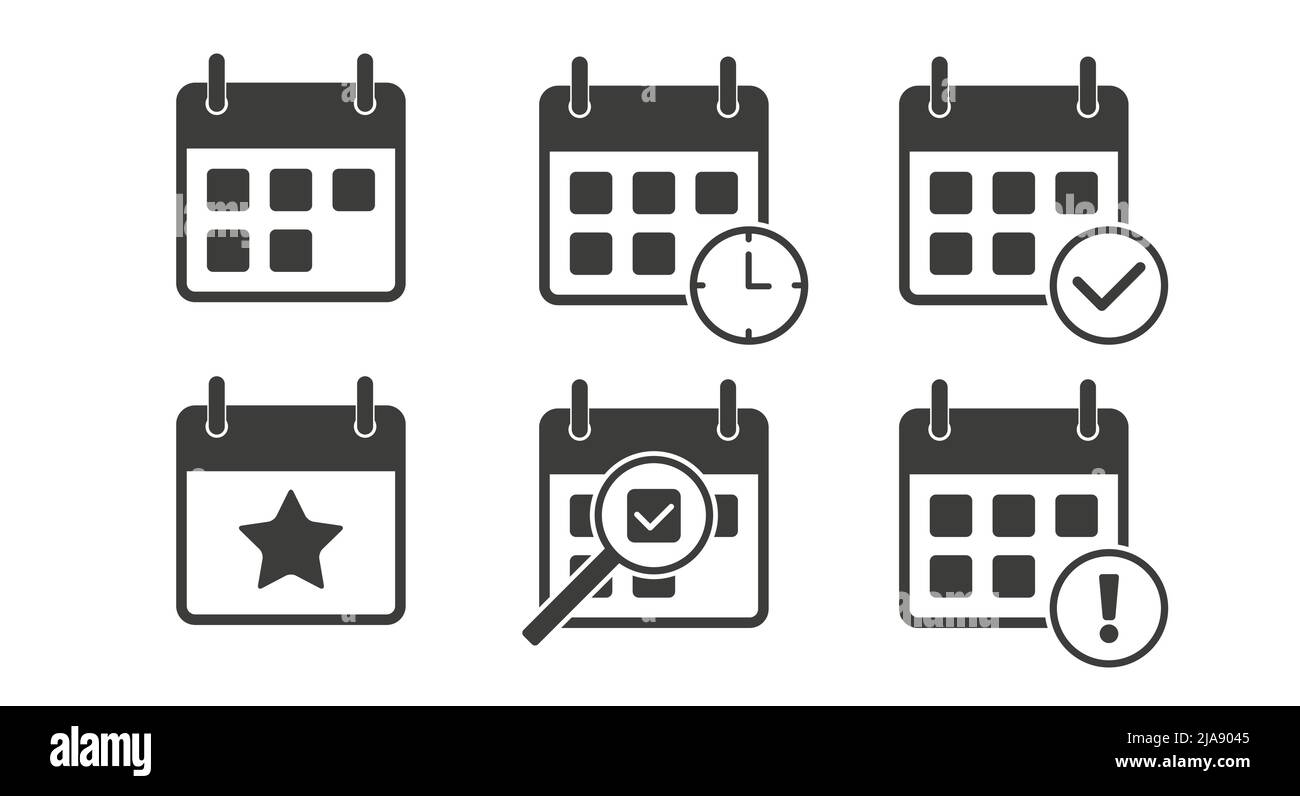 Calendar icon set. Schedule, reminder, appointment, planner, event time ...