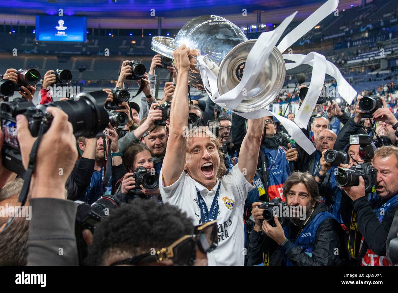 Luka Modric of Real celebrates with a trophy during the UEFA Champions ...