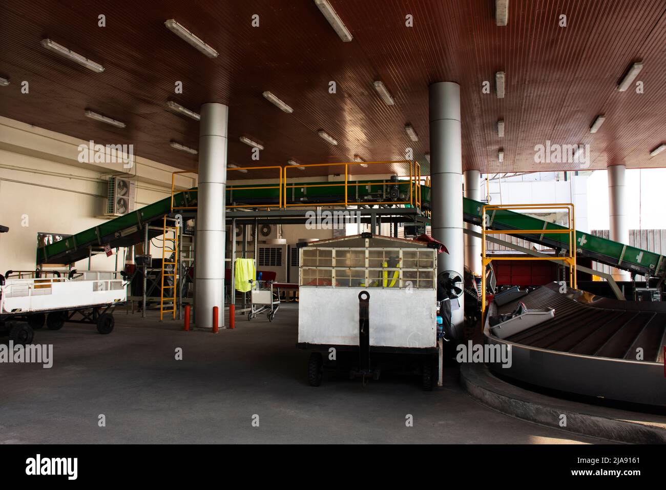 Carousel conveyor for send bag baggage and luggage on belt go to thai ...