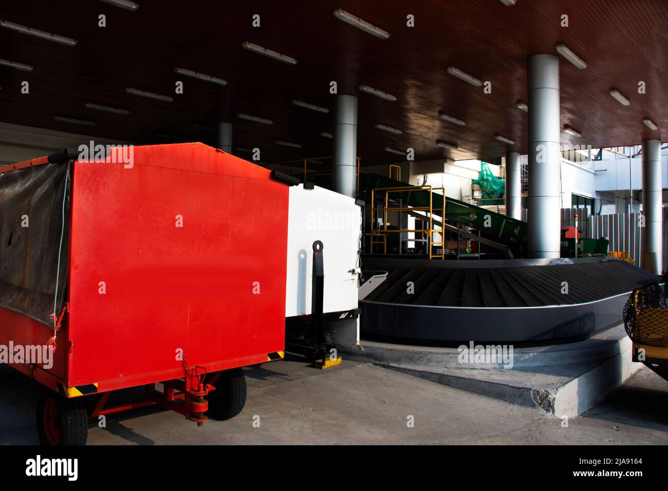 Carousel conveyor for send bag baggage and luggage on belt go to thai ...