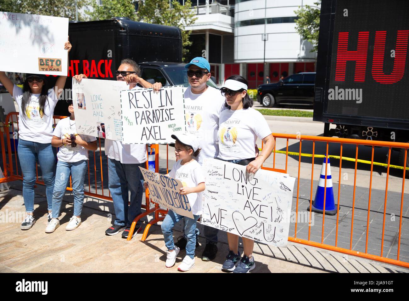 The Turcios gather to protest outside of the NRA Convention in Houston ...
