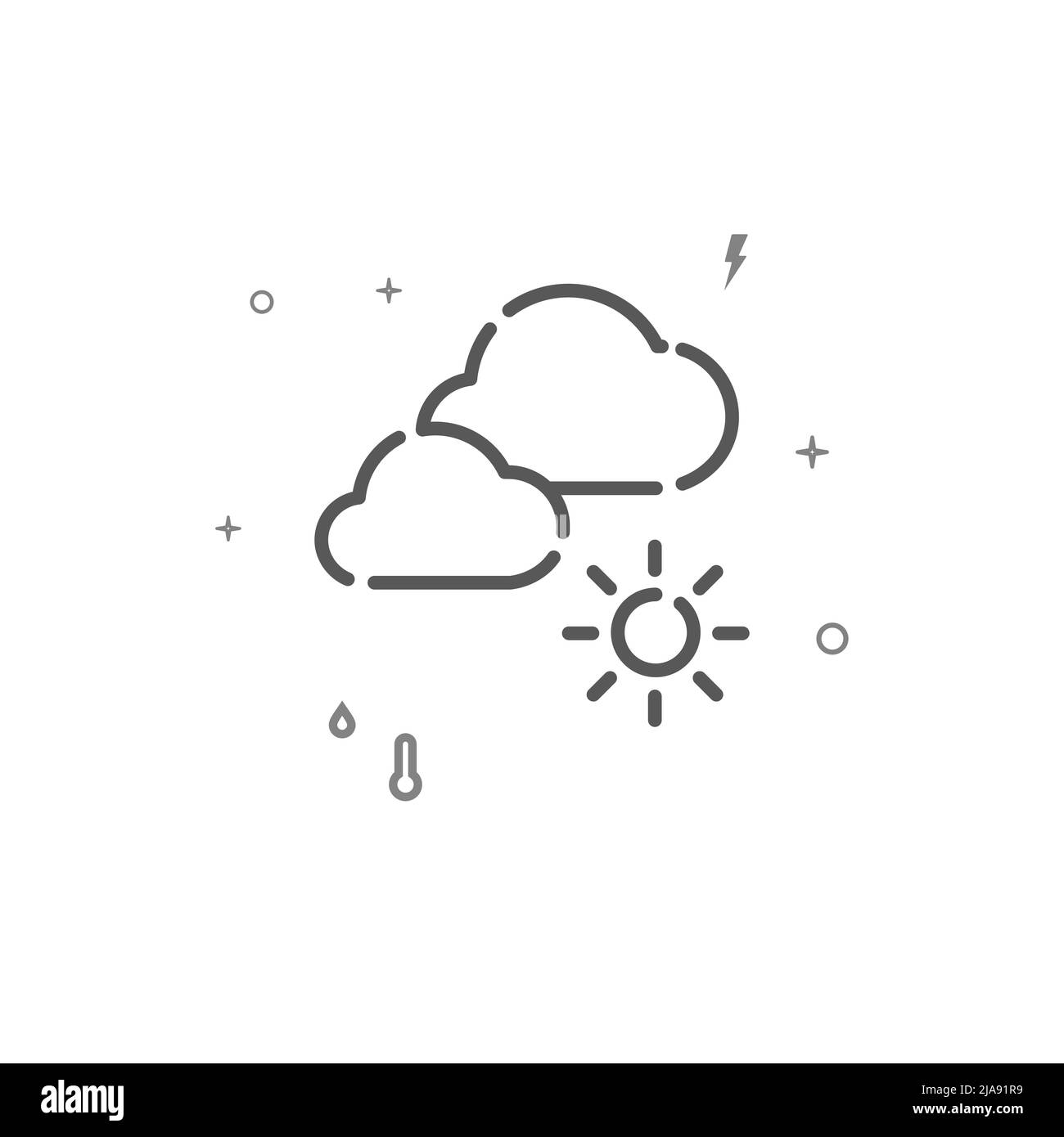 Partly cloudy weather simple line icon, symbol, pictogram, sign ...