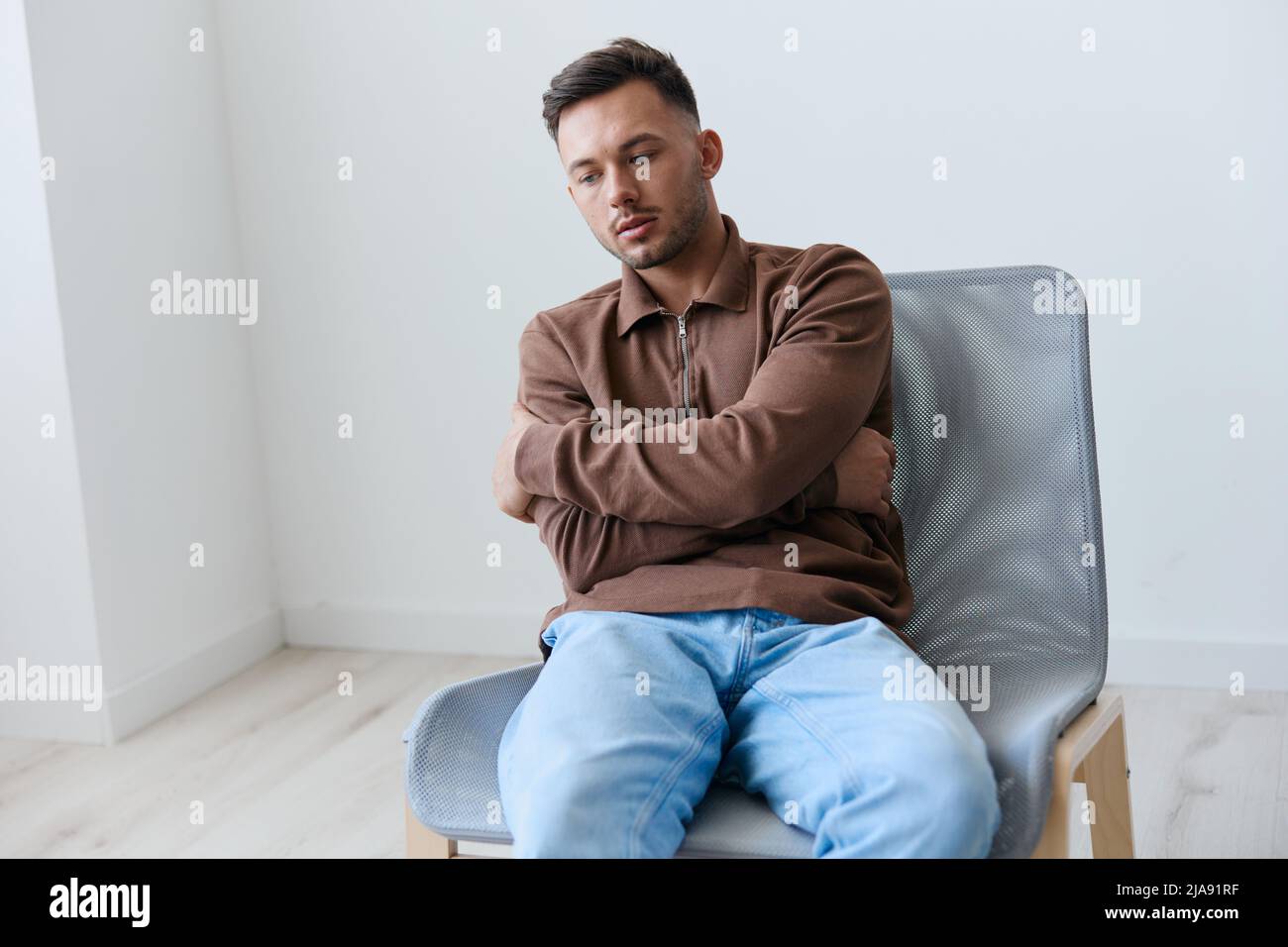 Sad lonely man looks himself hi-res stock photography and images - Alamy