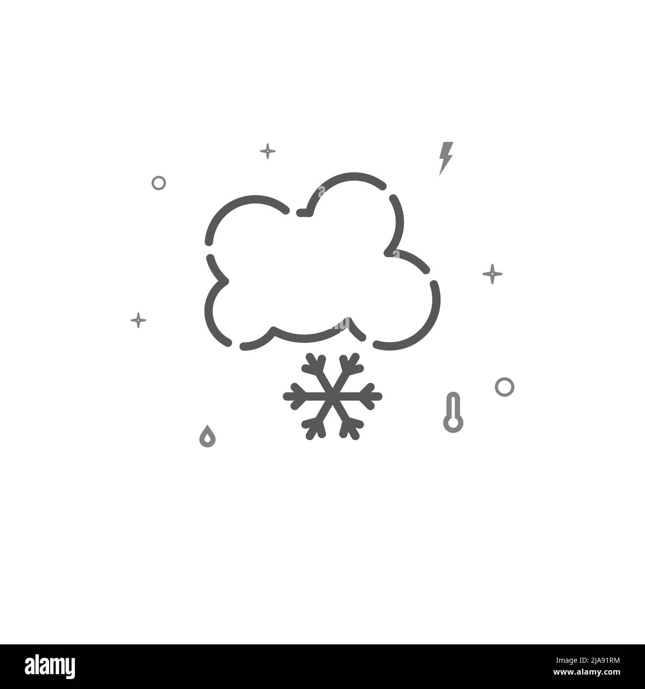 Snowing weather simple line icon, symbol, pictogram, sign isolated on ...