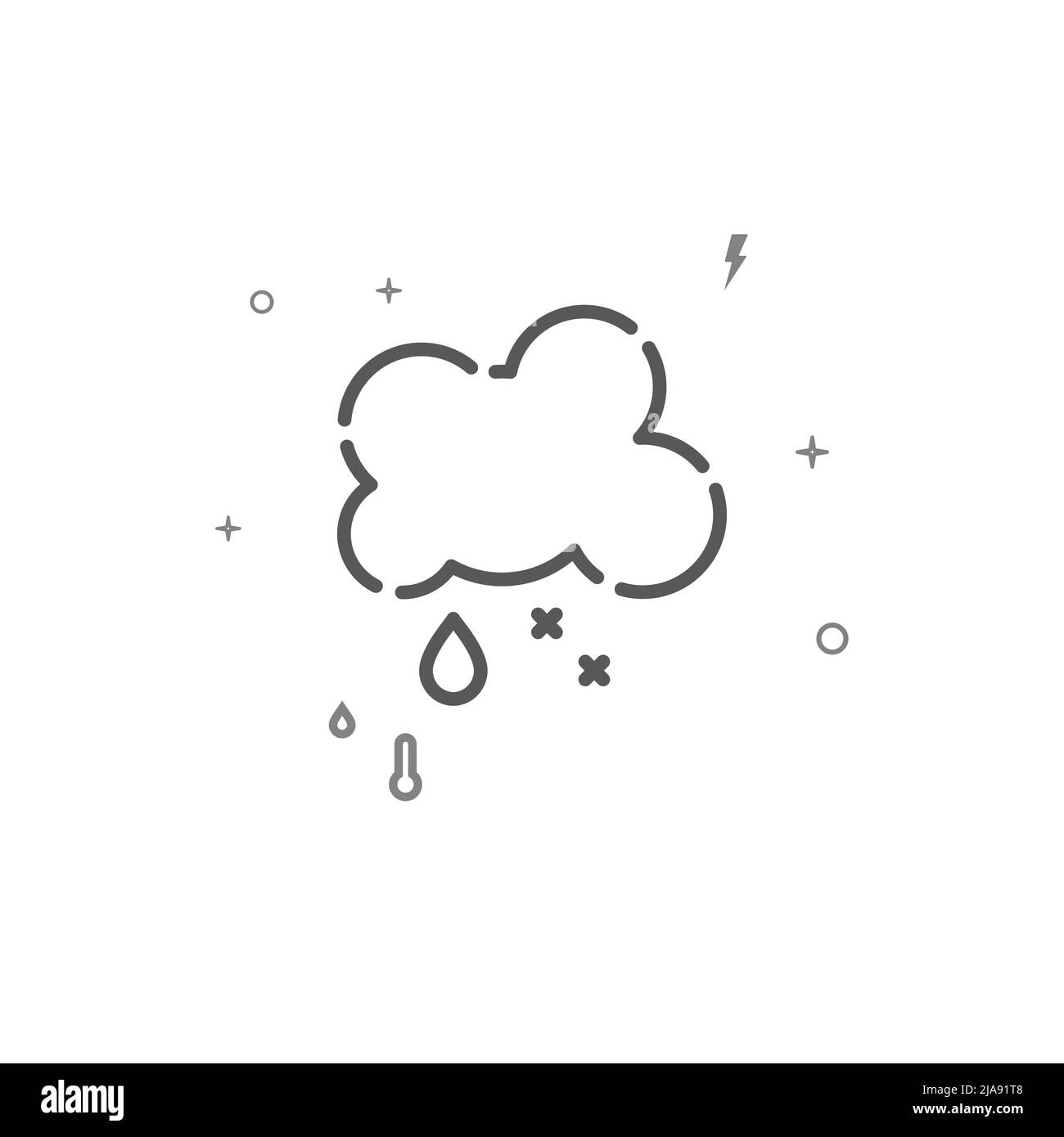 Rain with snow weather simple line icon, symbol, pictogram, sign ...